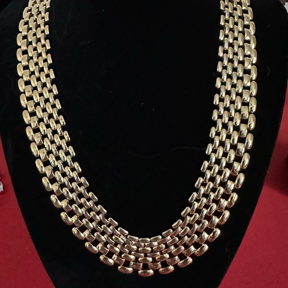 Jewelry | Gold Widelink Chain Necklace With Panther Pattern | Poshmark